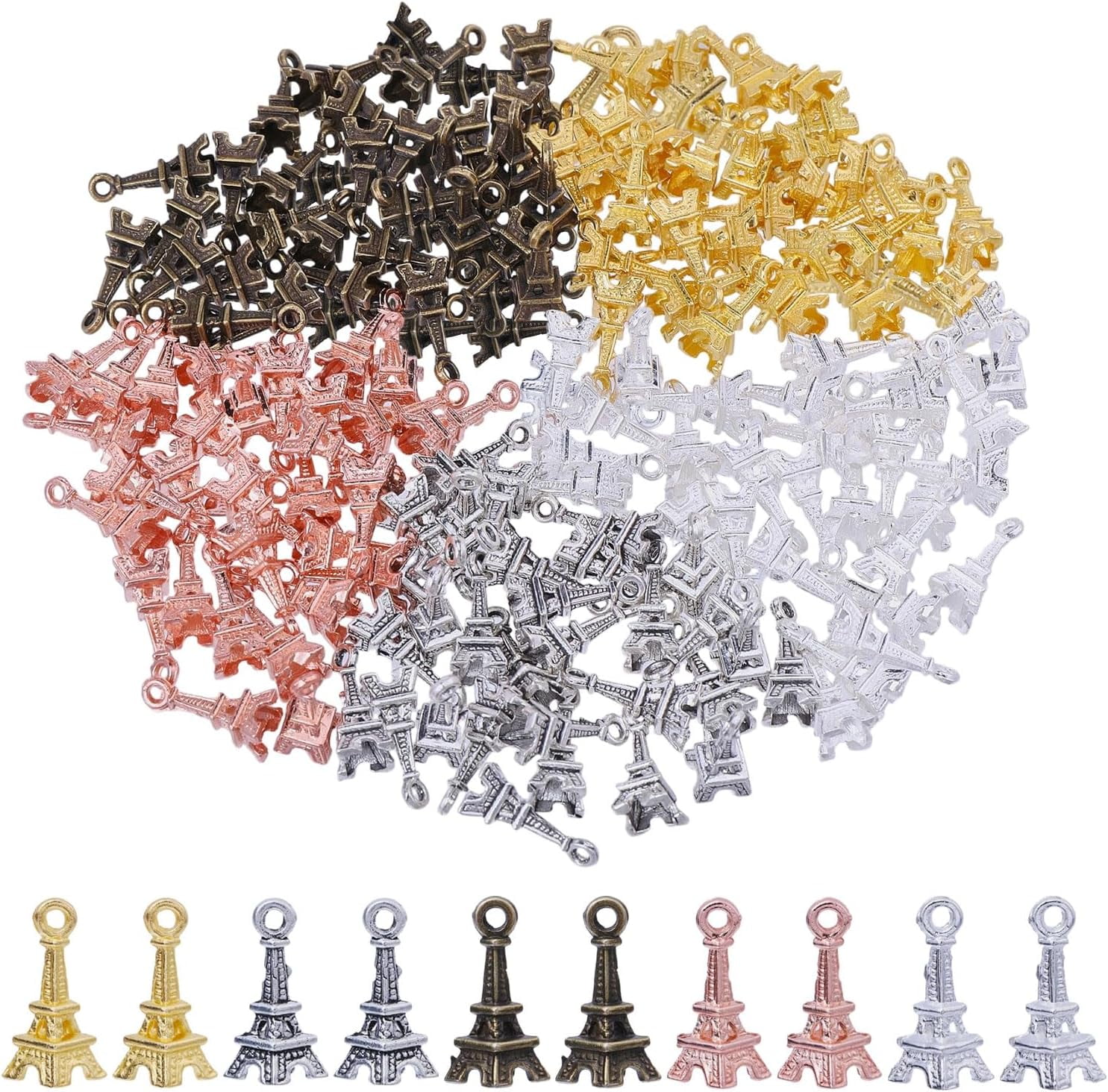 1set 150pcs style Alloy Pendants Eiffel Tower Mixed color 17.5x9.5x9 ...