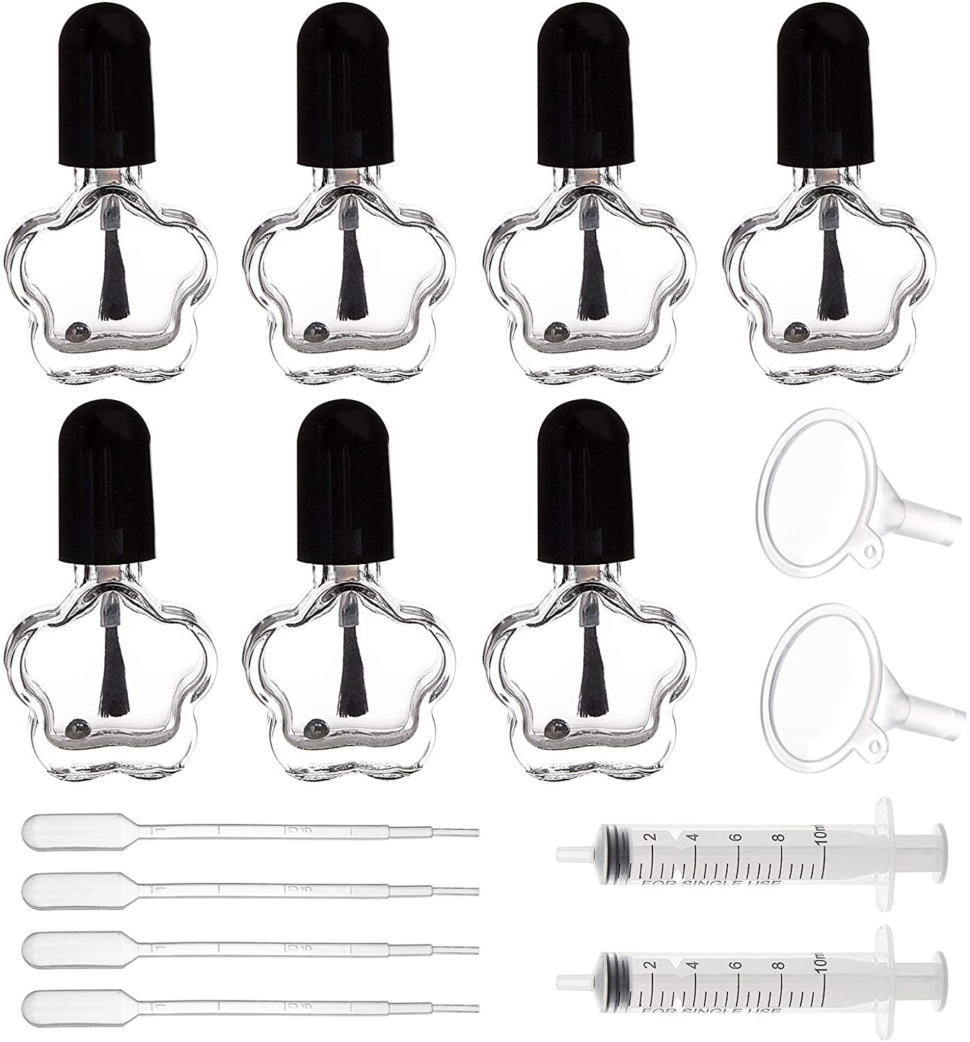 1set 15Pcs 4ml Empty Nail Polish Clear Bottles Flower Shaped with 2x ...