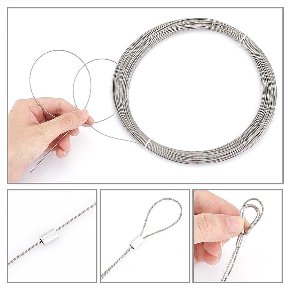 1set 164FT Stainless Steel Cable 1mm Wire Rope Kit Aircraft Cable ...