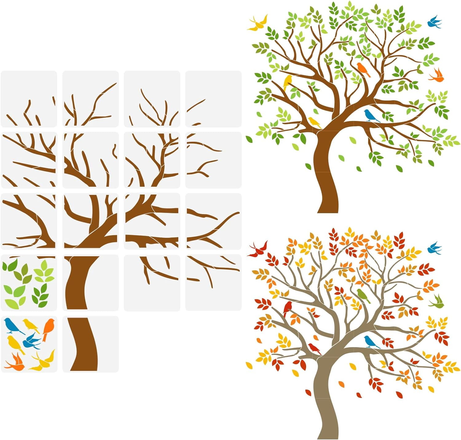 1set 18 pcs Tree Stencils for Painting 11.8x11.8inch Reusable Family Tree Drawing Template ...