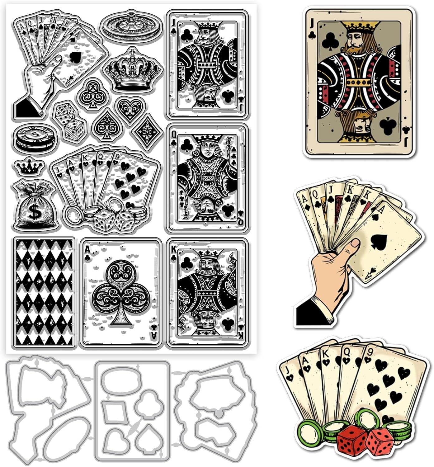 1set 1pc Playing Card Theme Carbon Steel Cutting Dies Stencils with 1pc ...
