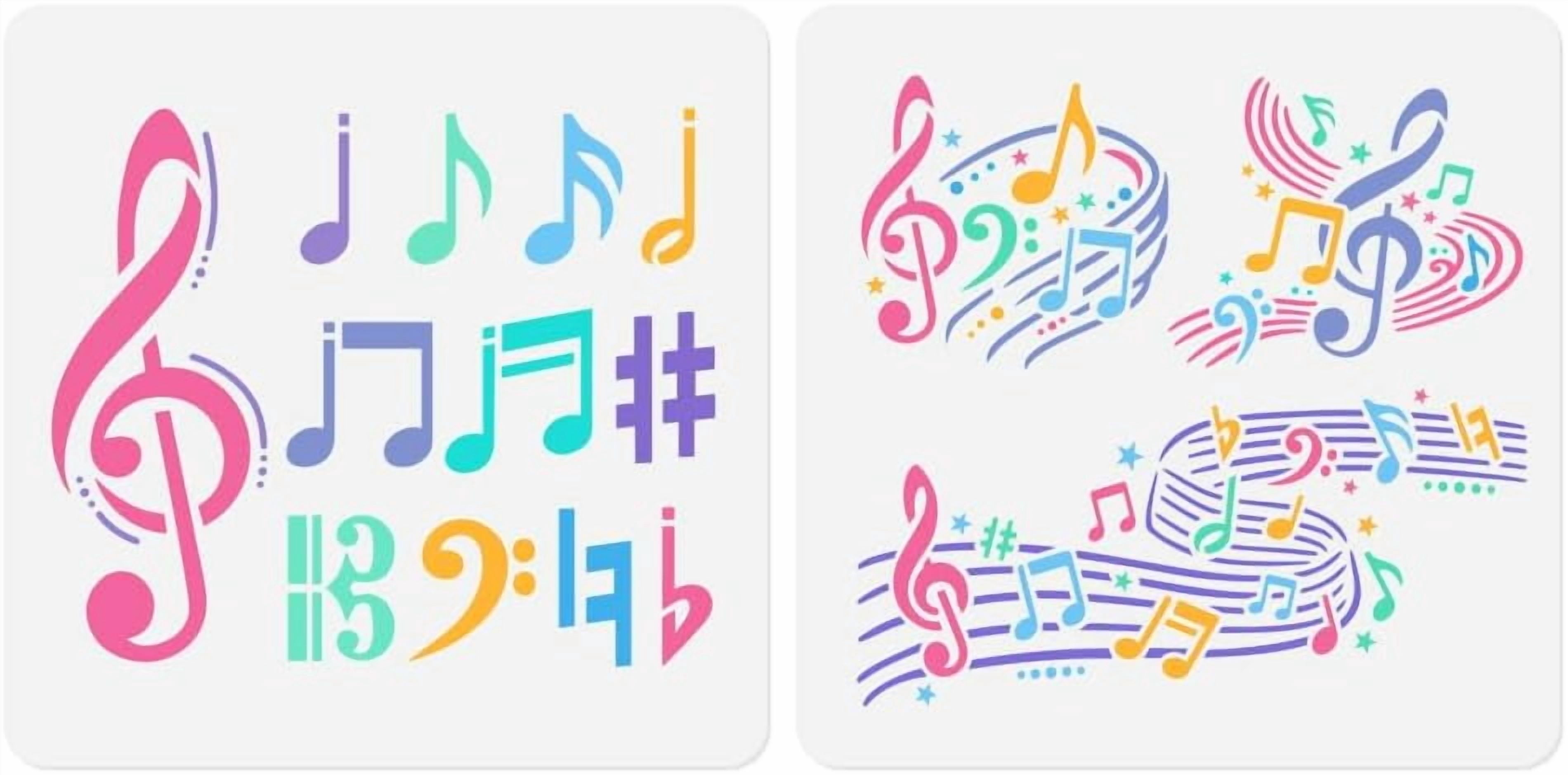 1set 2 Pack Music Notes Stencils for Painting 11.8 x 11.8 Inch Reusable ...