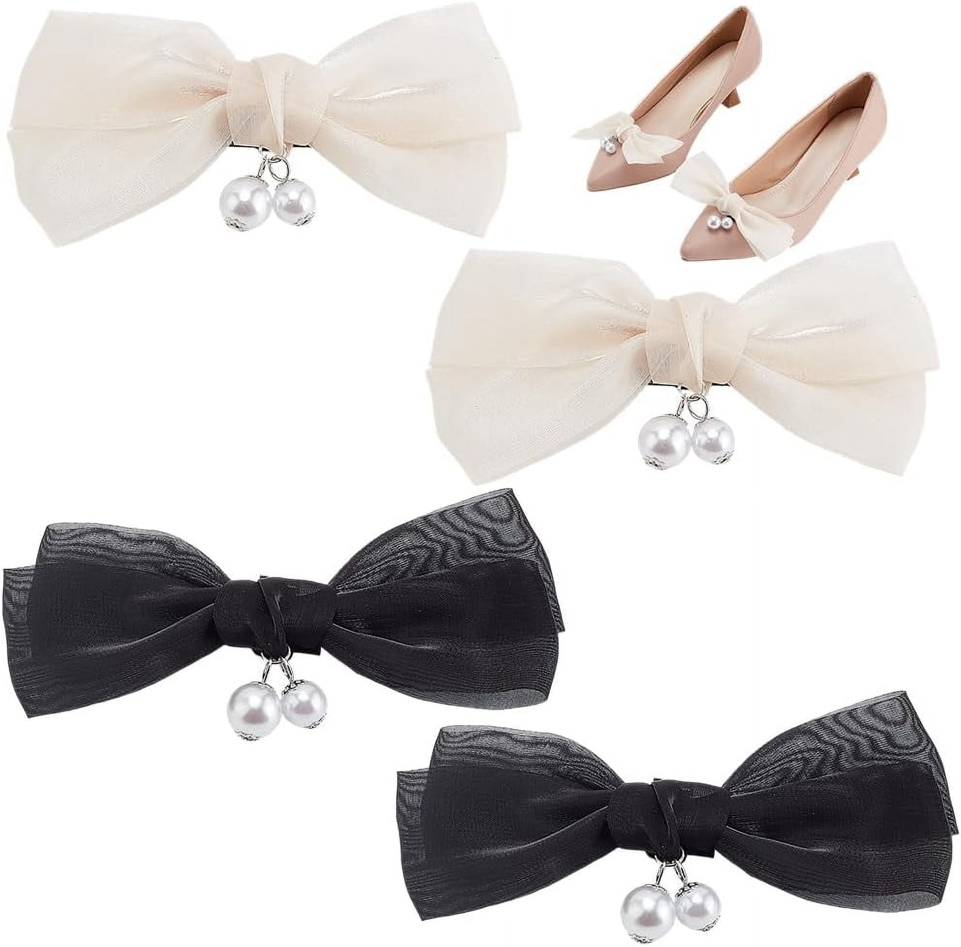 1set 2 Pairs 2 colors Alloy Shoe Buckle Clips Detachable Organza Shoe ...