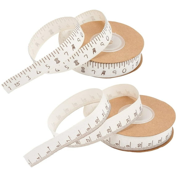 1set 2 rolls 2 style Cotton Rulers Graduated Cotton Tape Flat Antique ...