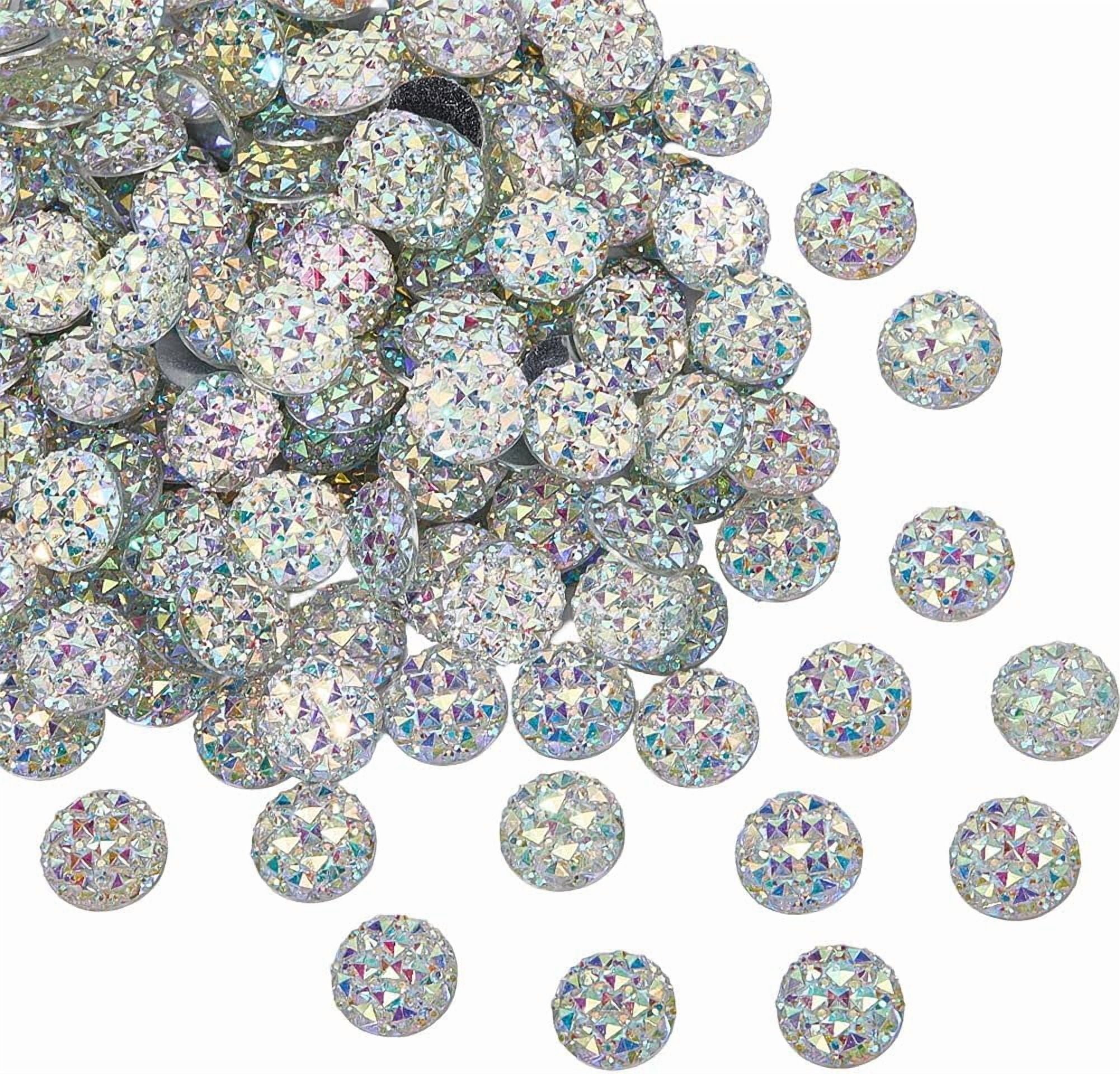 1set 200Pcs Rhinestone Cabochon Clear Resin Cabochons 1.2cm Flat Back ...