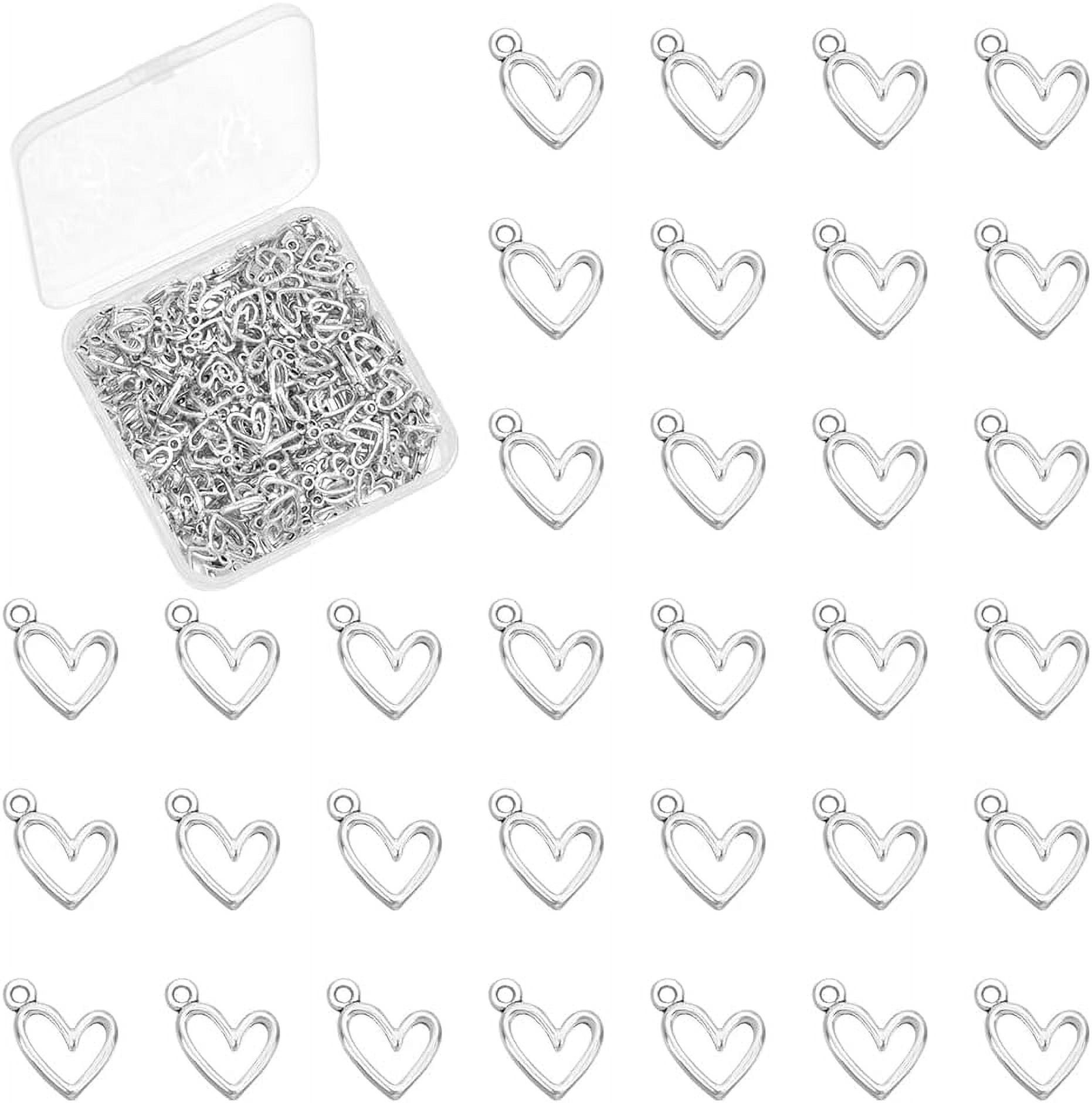 1set 200pcs Heart Heart Love Cute Antique Silver Jewelry for Keychains ...