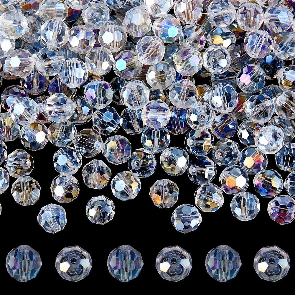1set 200pcs Transparent Electropalte Glass Beads Faceted(32 Facets) AB ...