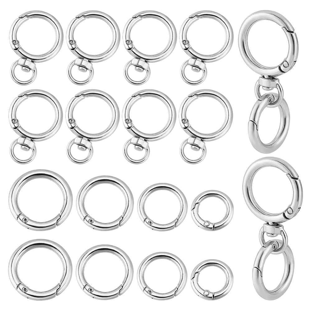 1set 20pcs 5 styles Zinc Alloy Spring Gate Clasps with Swivel Snap Hook ...