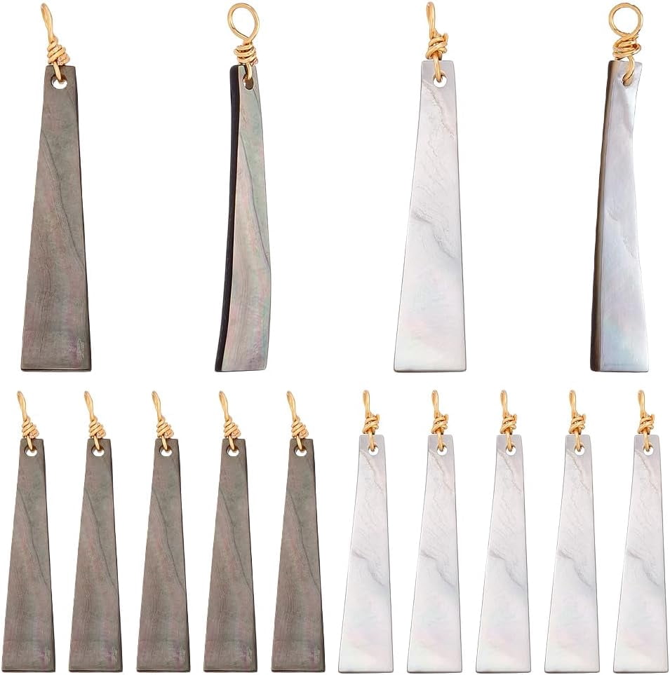 1set 20pcs Black Lip Shell Pendants Trapezoid with Round Copper Wire ...