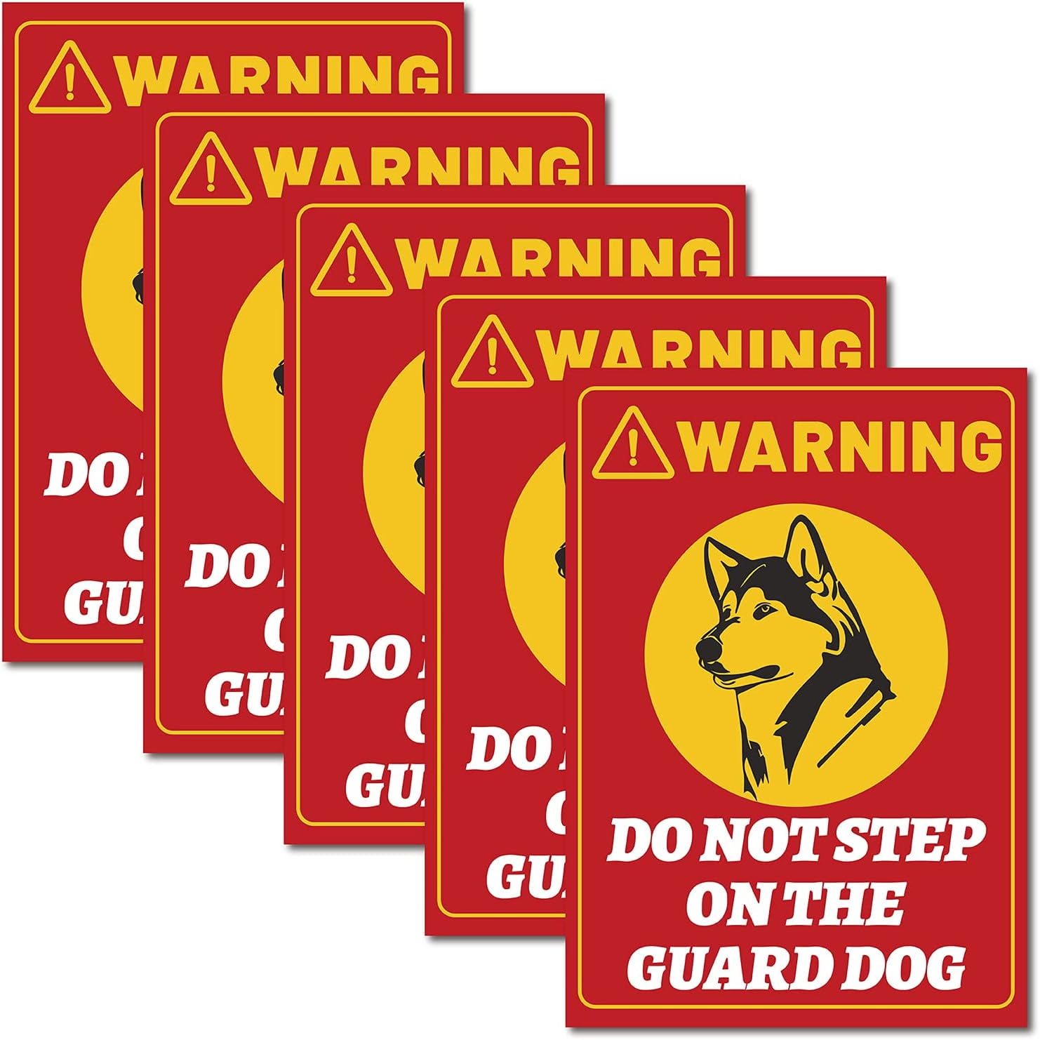 1set 5pcs Warning Do Not Step On The Guard Dog Sign Vinyl Warning ...