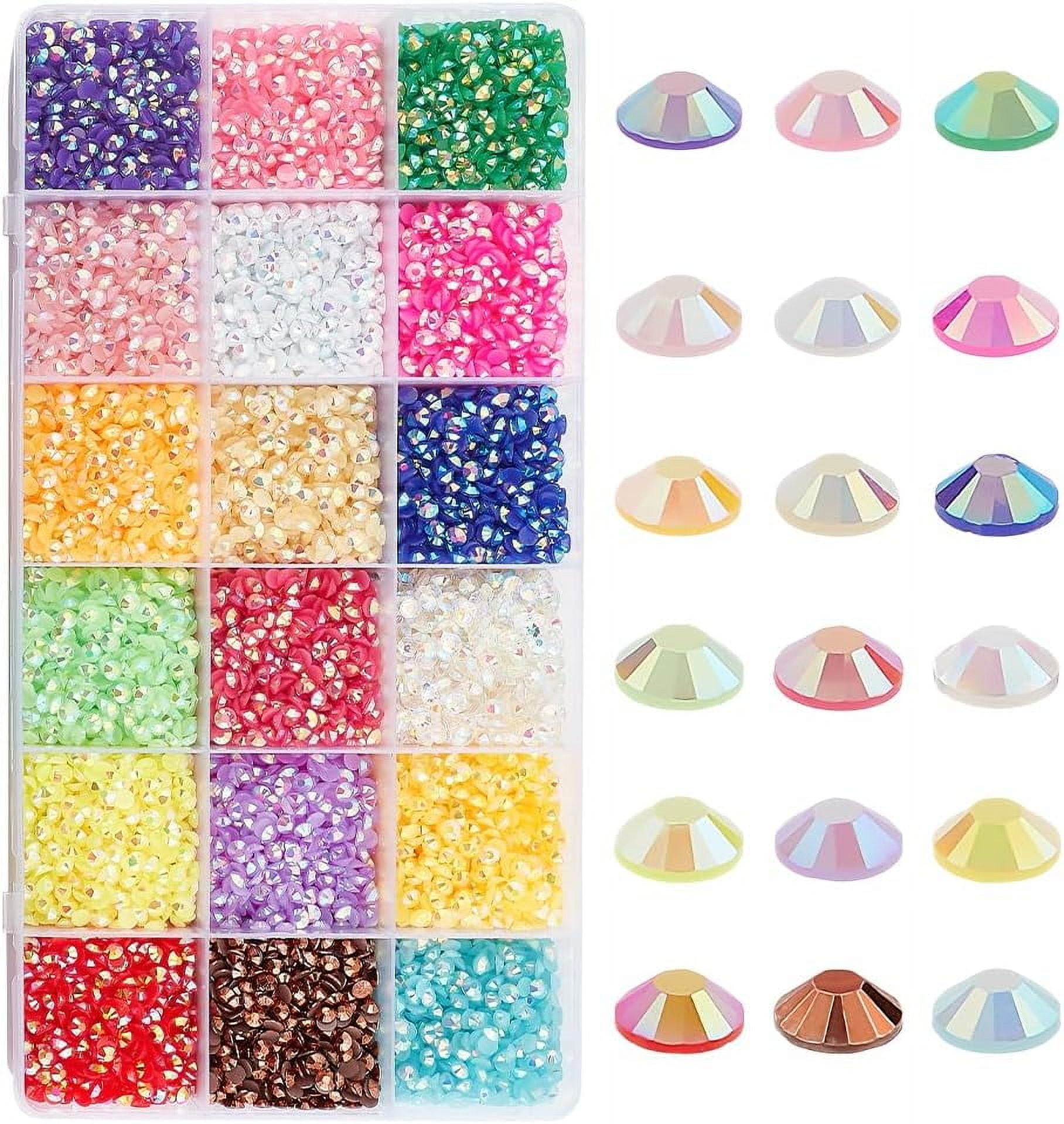 1set 21600 Pcs 18 Colors Half Round Flatback Rhinestones 4mm Resin Flatback Faceted Rhinestone ...