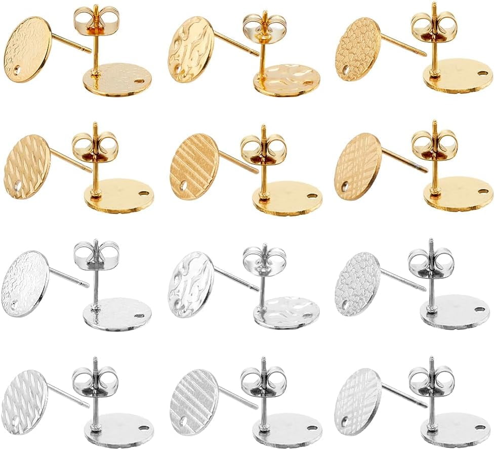 1set 24pcs 12 styles Ion Plating(IP) 304 Stainless Steel Ear Stud ...