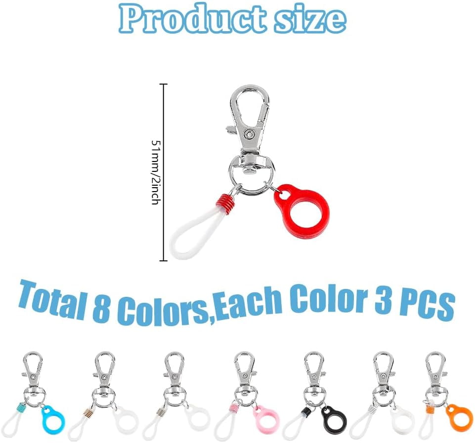 1set 24pcs 8 colors Silicone Pen Holder Clip Pen Clips with Alloy ...