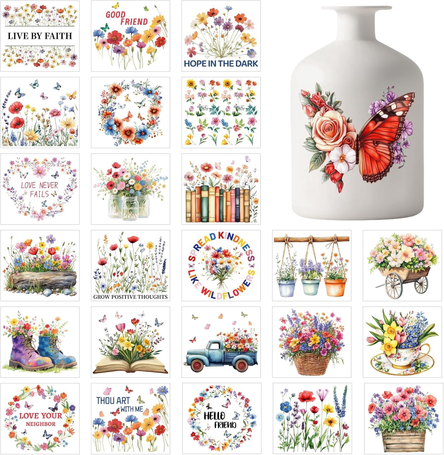 1set 25pcs 25styles PVC Self Adhesive Stickers Waterproof Embossed ...