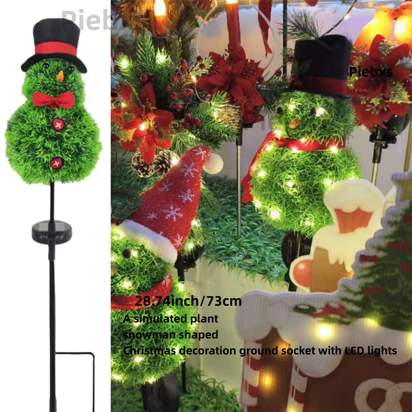 (1set, 28.74inch) Artificial Plant Snowman Ground Socket Solar ...