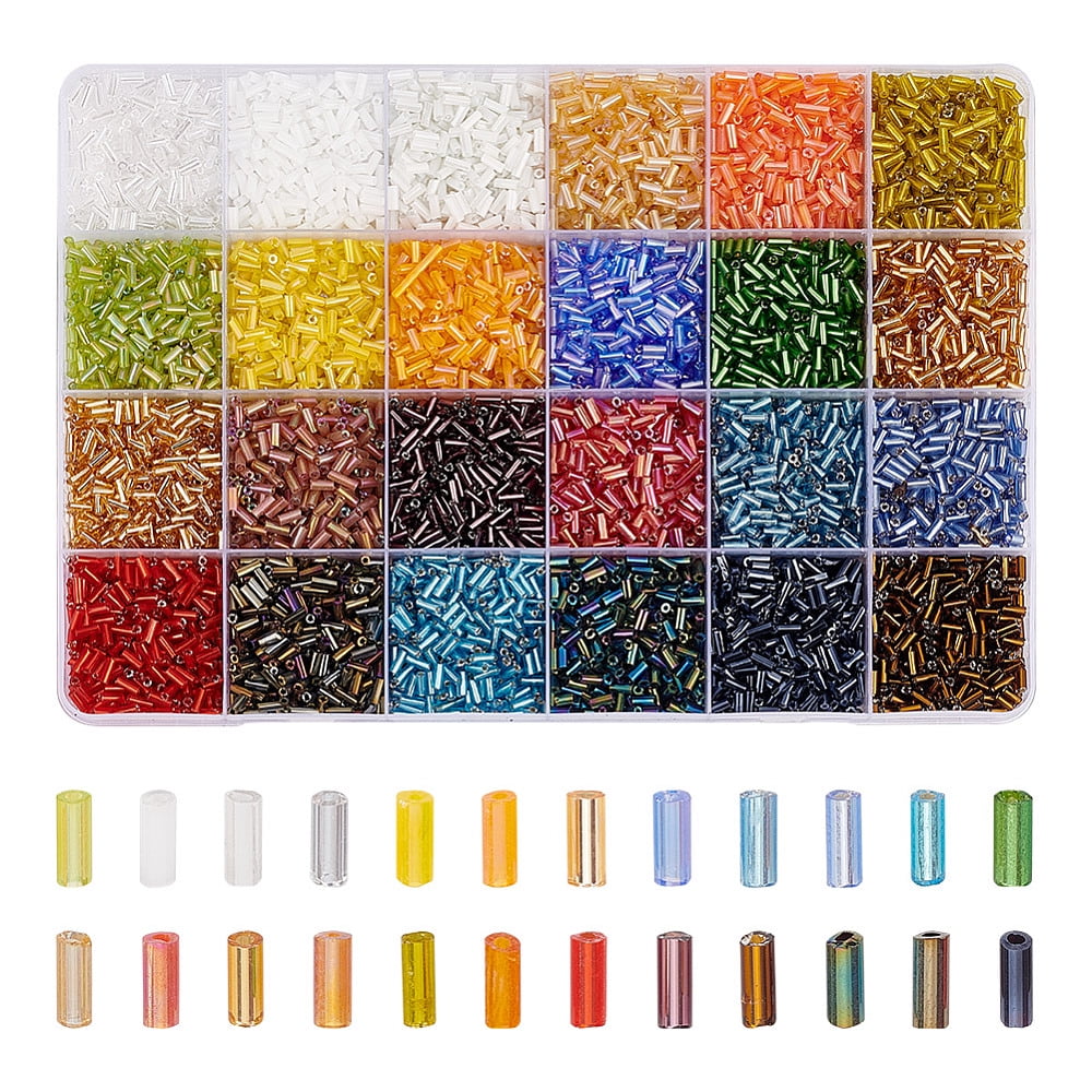 1set 288G 24 styles Glass Bugle Beads sets Mixed color 4~4.5x2mm Hole ...