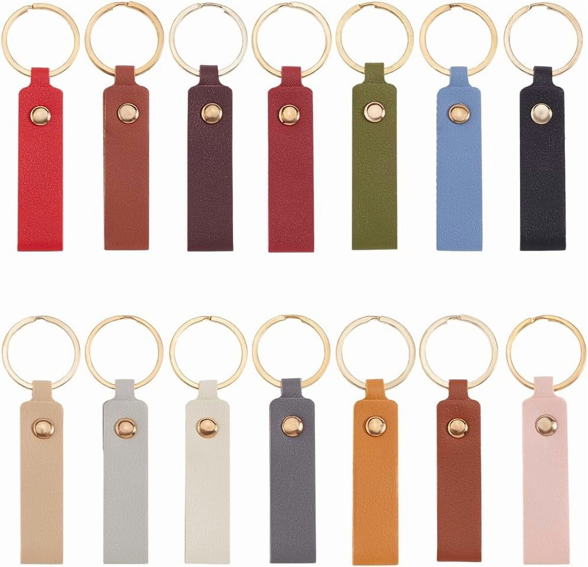 1set 28Pcs 14 Colors Leather Key Chains Blank Keychains Bulk Colorful ...