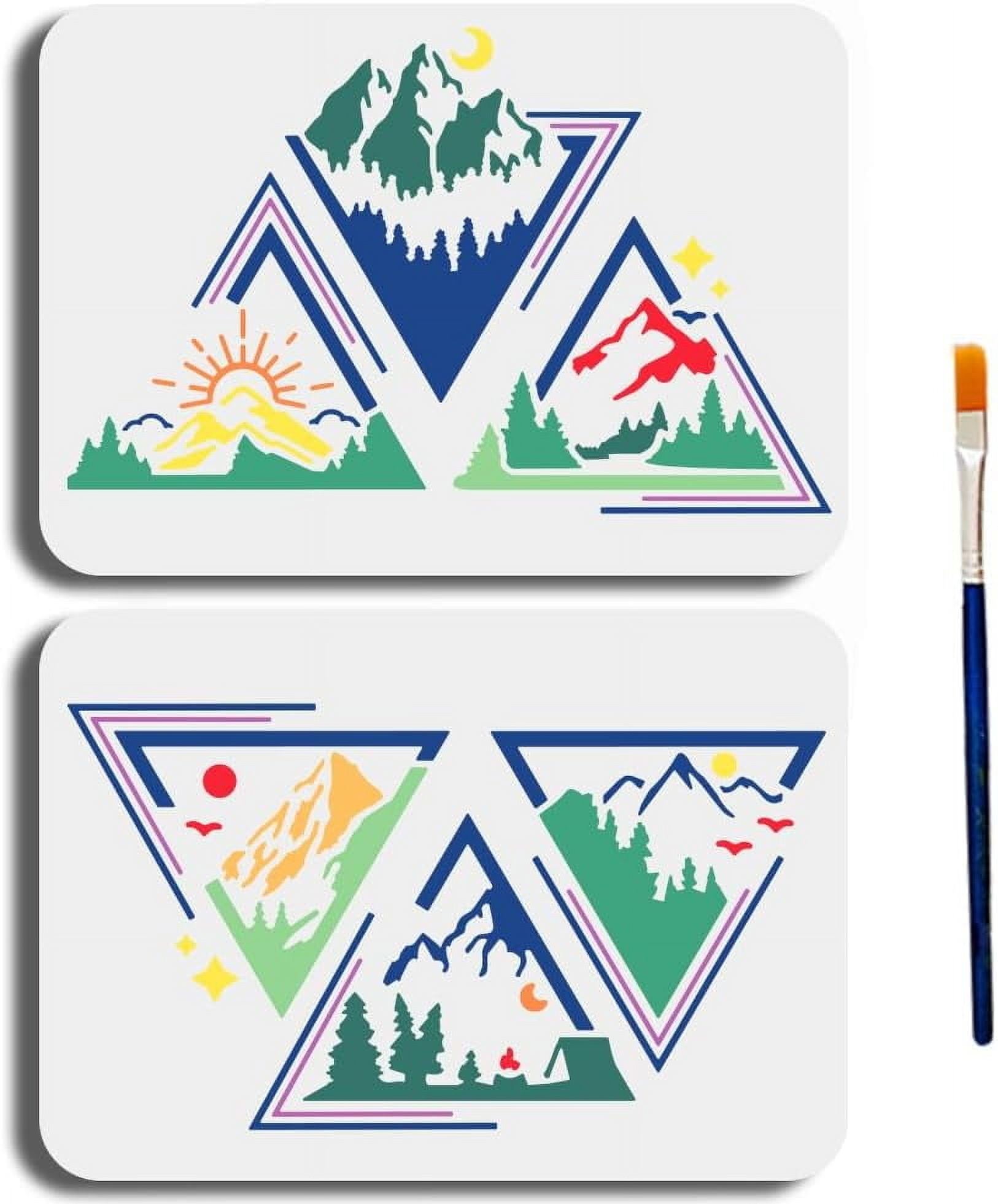 1set 2Pcs A4 Size Mountain Scenery Stencil Triangular Mountain Range ...