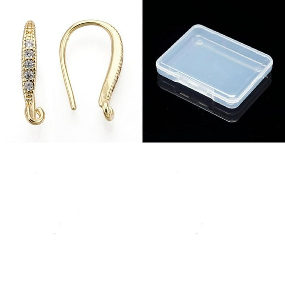 1set 2Pcs Brass Micro Pave Clear Cubic Zirconia Earring Hooks Ear Wire ...