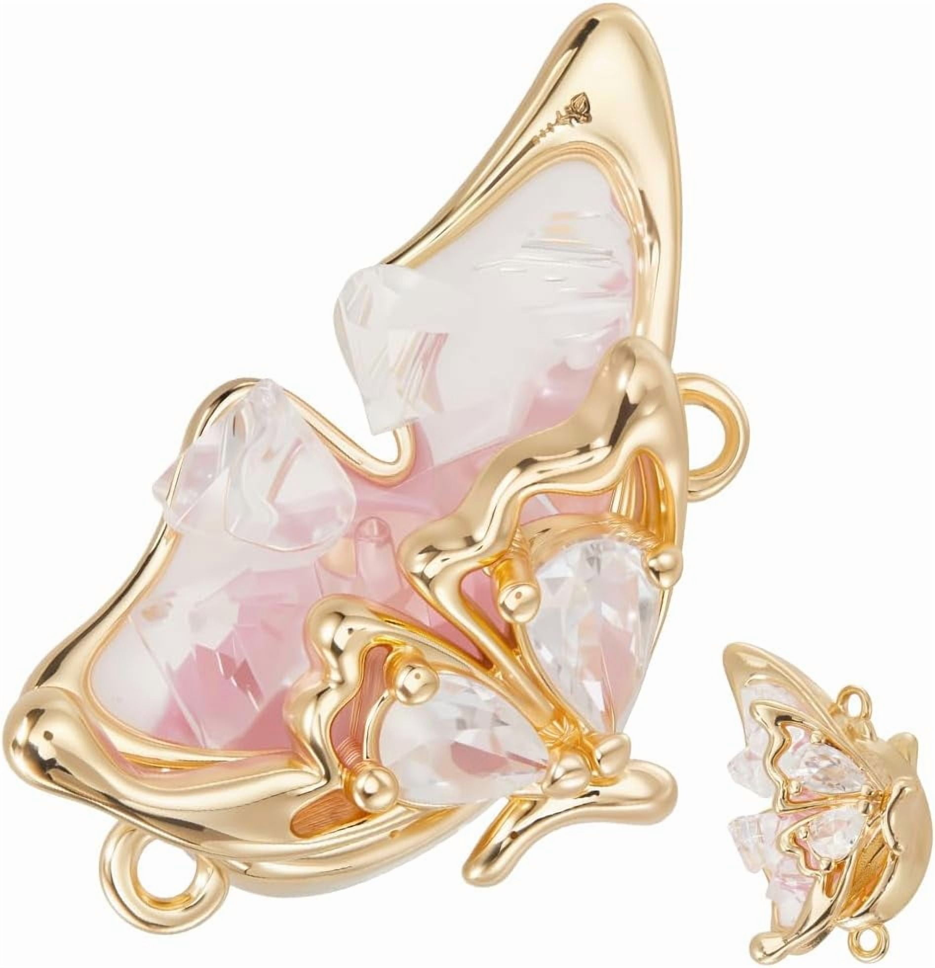 1set 2Pcs Cubic Zirconia Box Clasps 18K Gold Plated Butterfly Pink ...