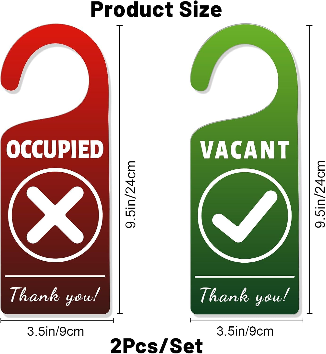 1set 2pack Vacant Occupied Door Hanger Red and Green Sign Engraved ...