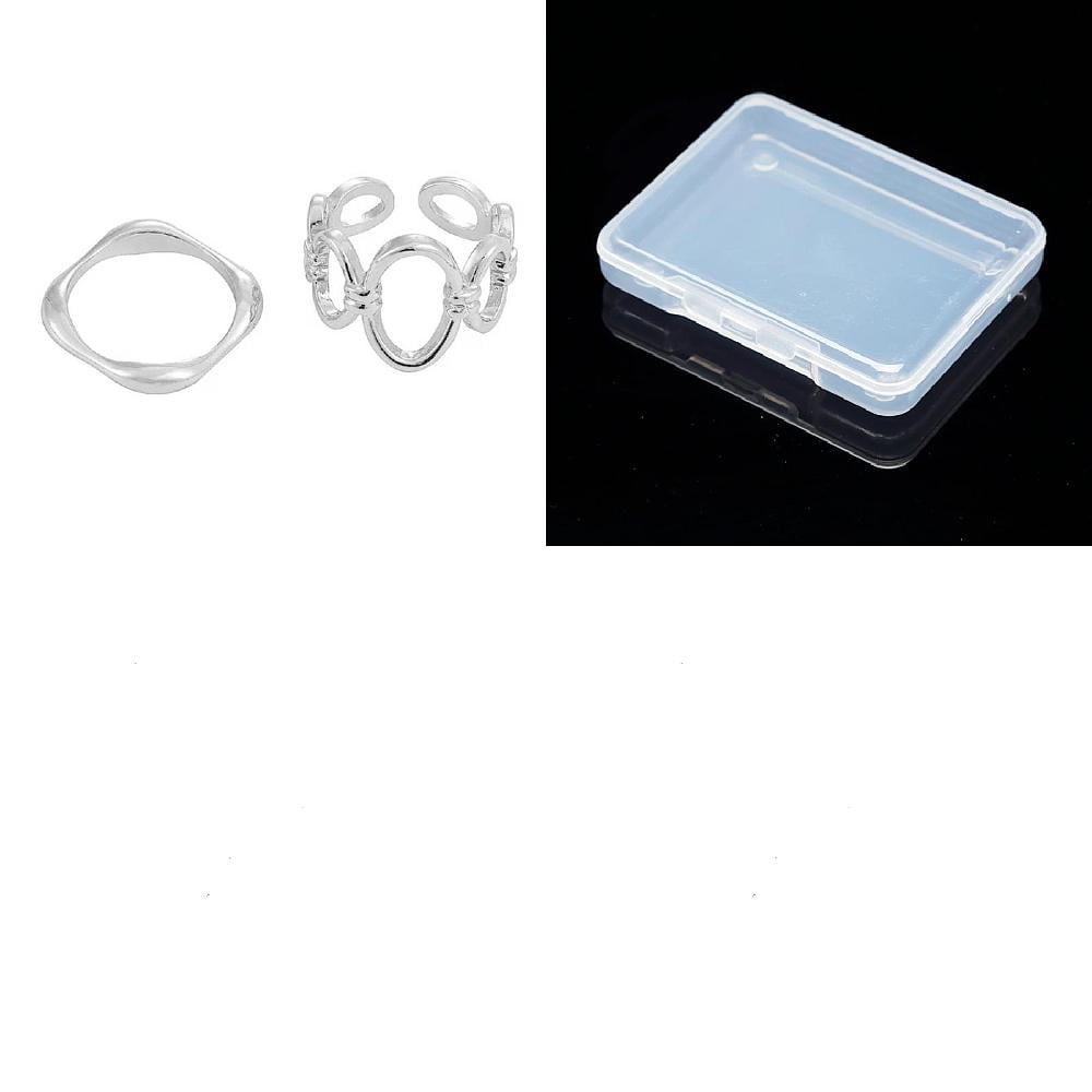 1set 2pcs Alloy Oval Cuff Rings & Square Finger Rings sets for Women ...