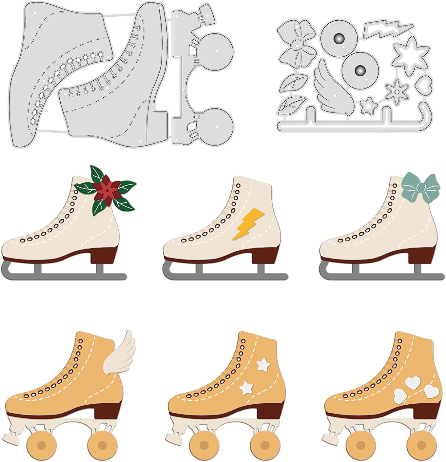 1set 2pcs Roller Skates Metal Cutting Dies Ice Skates Die Cuts for ...