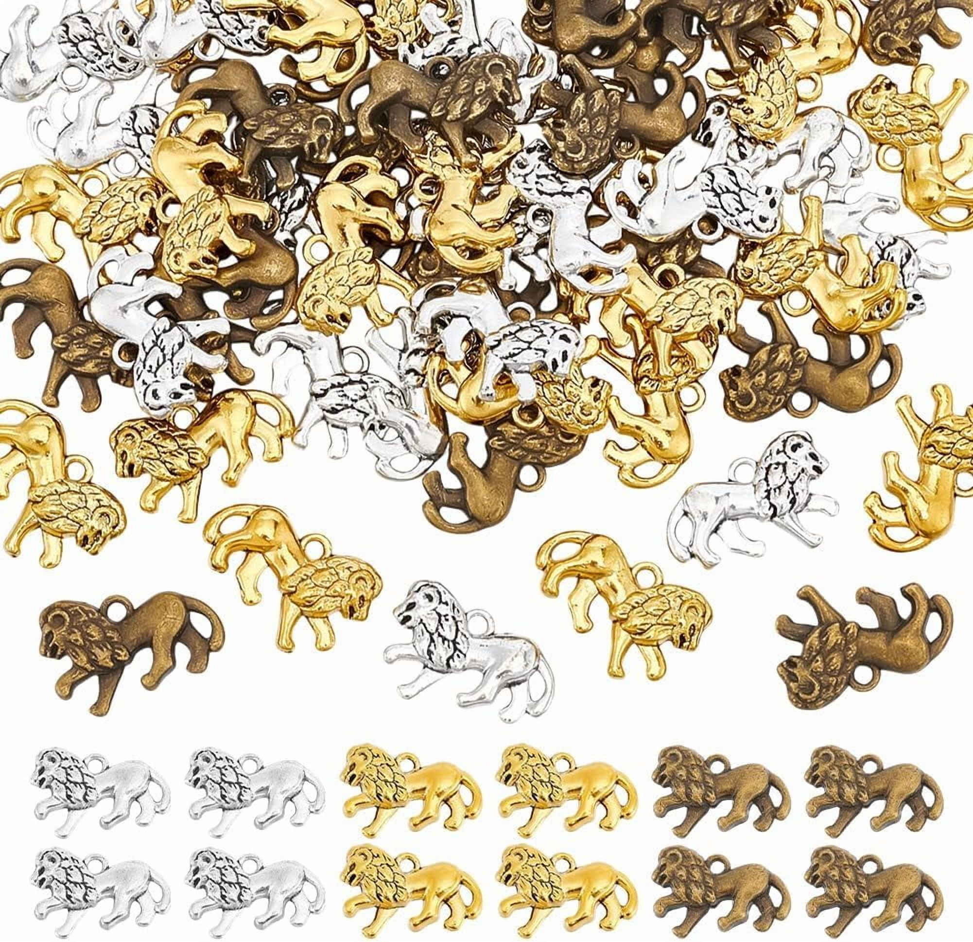 1set 3 Colors Lion Animal Charms Pendants 60Pcs Tibetan Style Lion ...