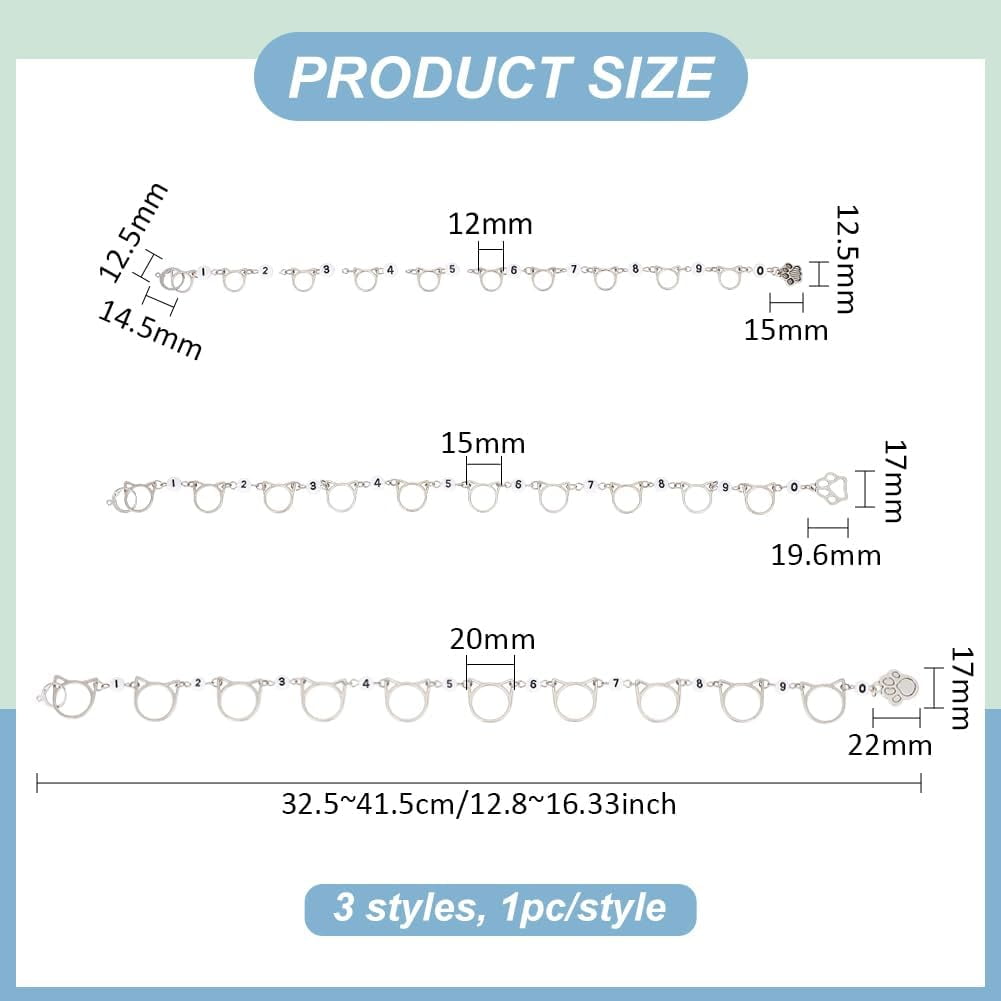 1set 3 Strands Cute Cat Head Linking Rings Knitting Row Counter Chains ...