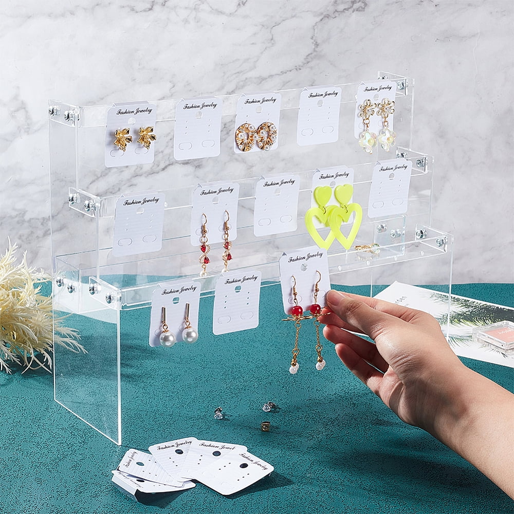 1set 3-Tier Assembled Acrylic Earring Display Stands Earring Organizer ...