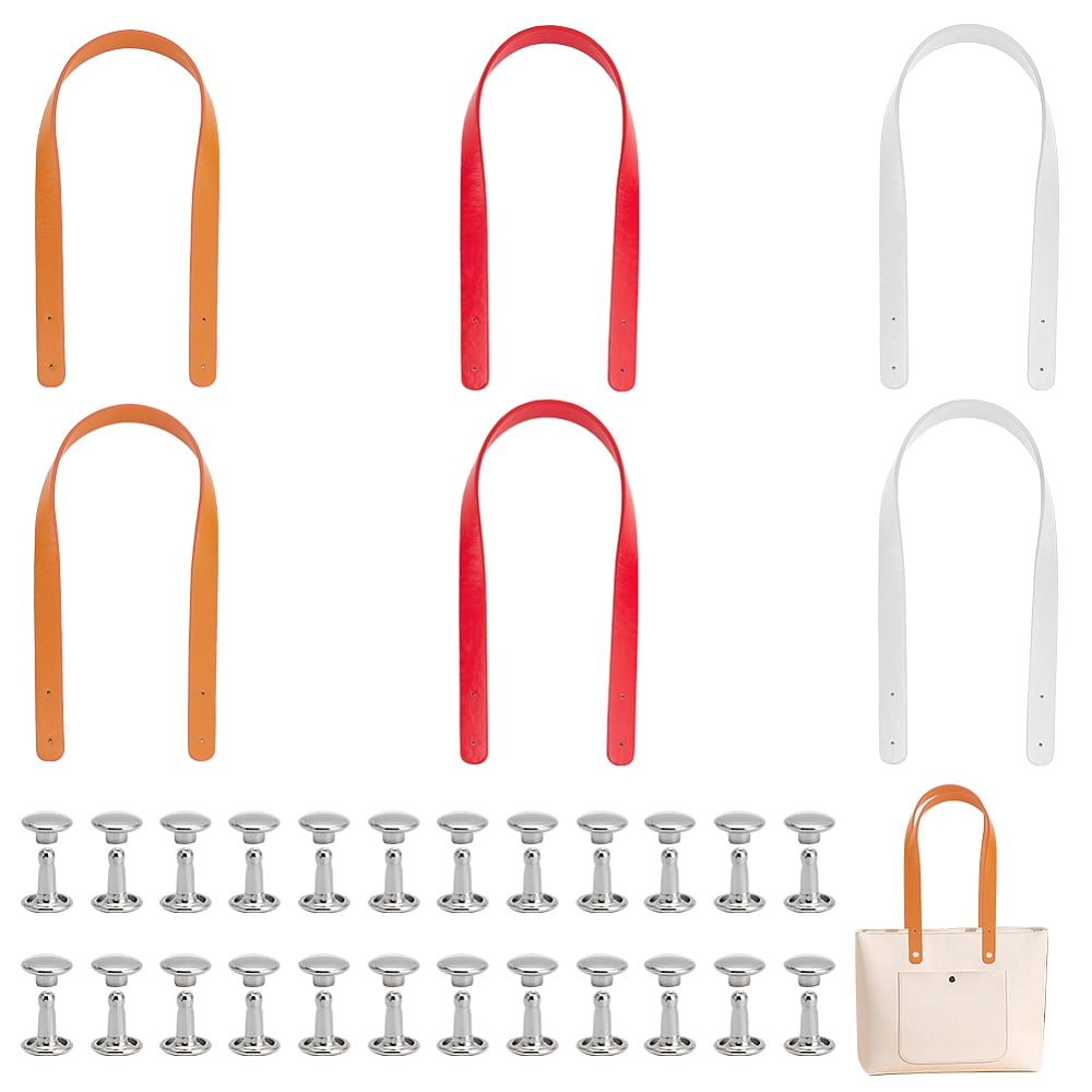 1set 3 sets 3 colors PU Leather bag Handles with Iron Rivets for Purse Handles Making Supplie ...