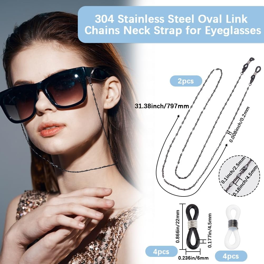 1set 304 Stainless Steel Oval Link Chains Neck Eyeglass Chains with ...