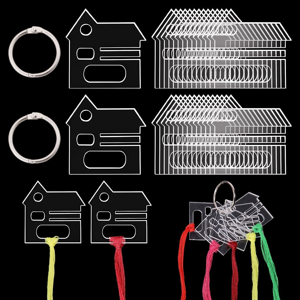 1set 30pcs Acrylic Thread Winding Boards with Iron Loose Leaf Book ...