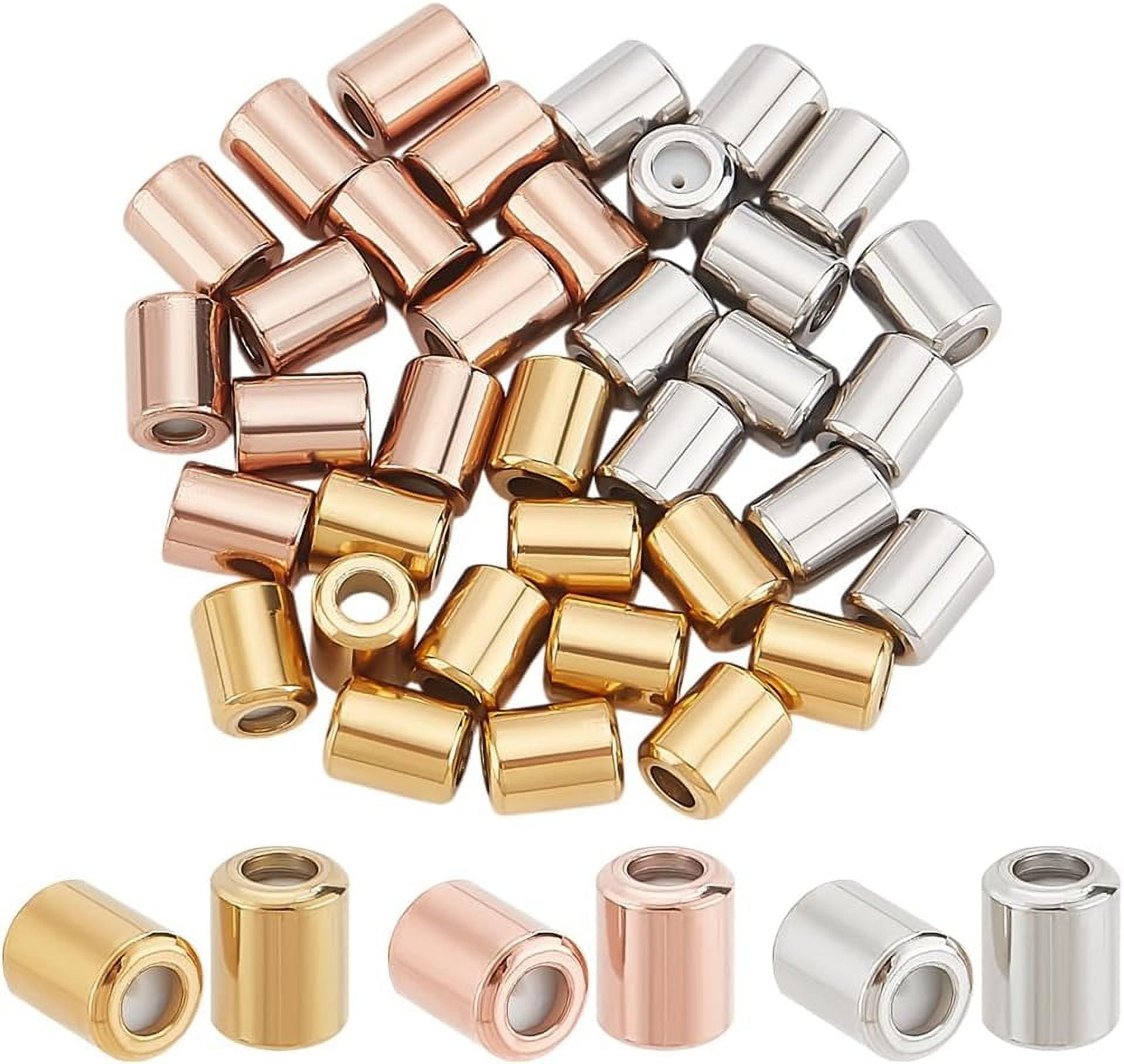 1set 36pcs 3 colors 304 Stainless Steel Beads with Rubber Inside Slider ...