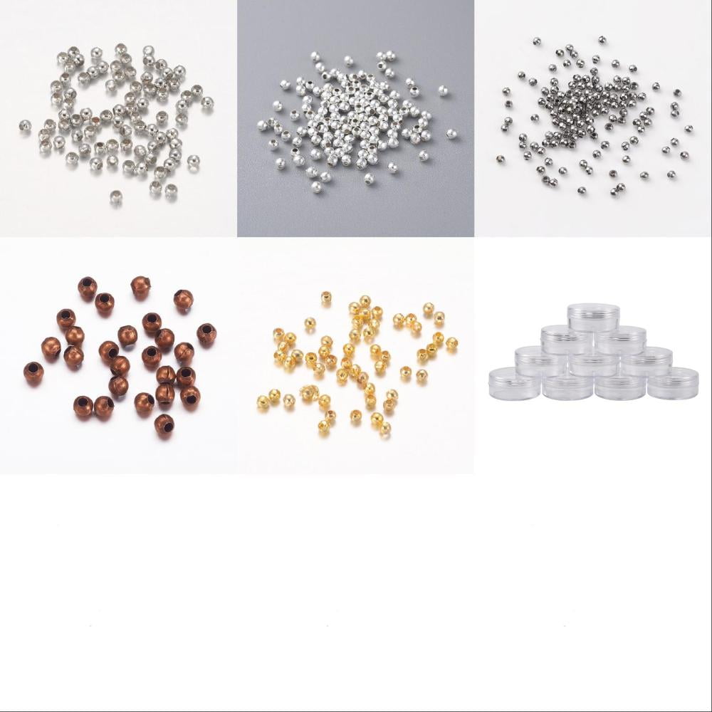 1set 3900~4000pcs 5 colors Iron Spacer Beads Round Mixed color 2x2mm ...