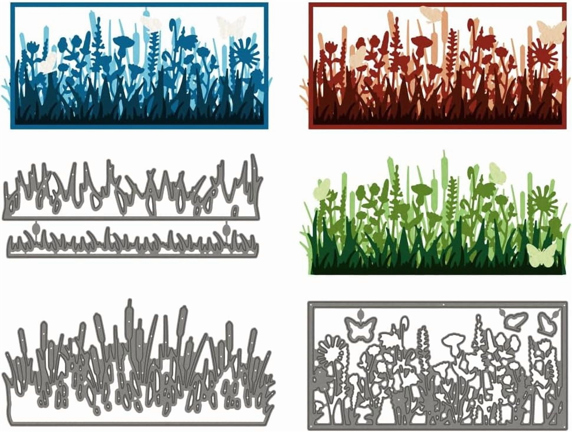 1set 3Pcs Flower Garden Carbon Steel Cut Stencils Flower Garden Grass ...