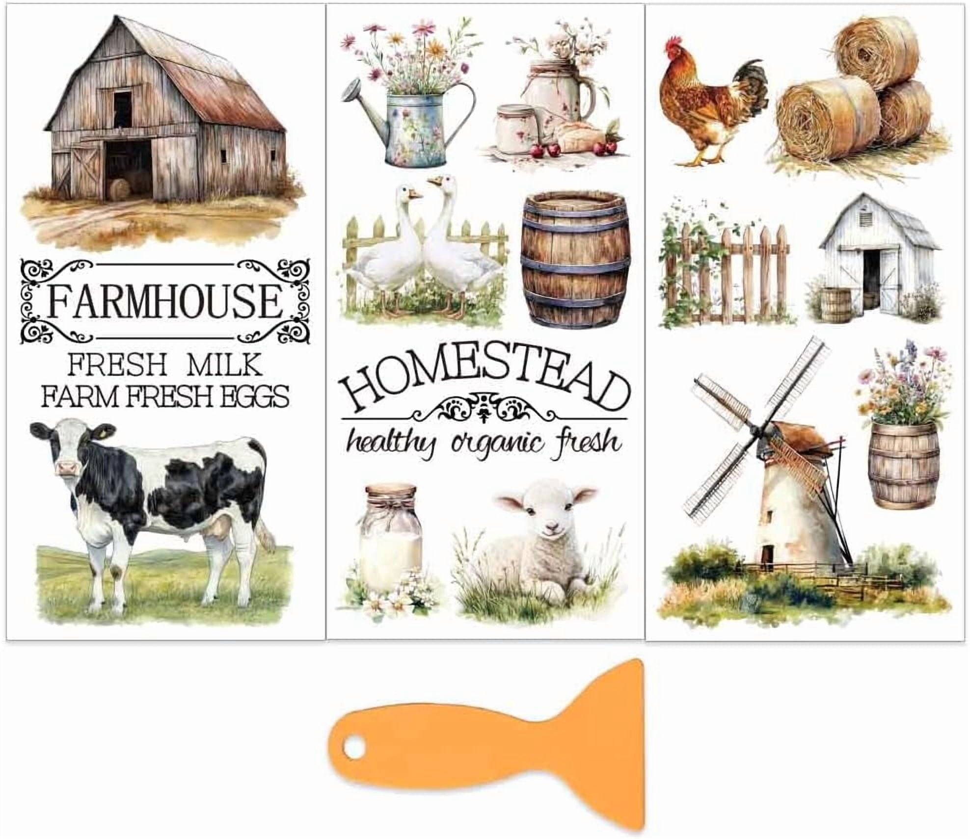 1set 3pcs/Set Farmhouse Rub on Transfers for Furniture and Crafts 6x12 ...