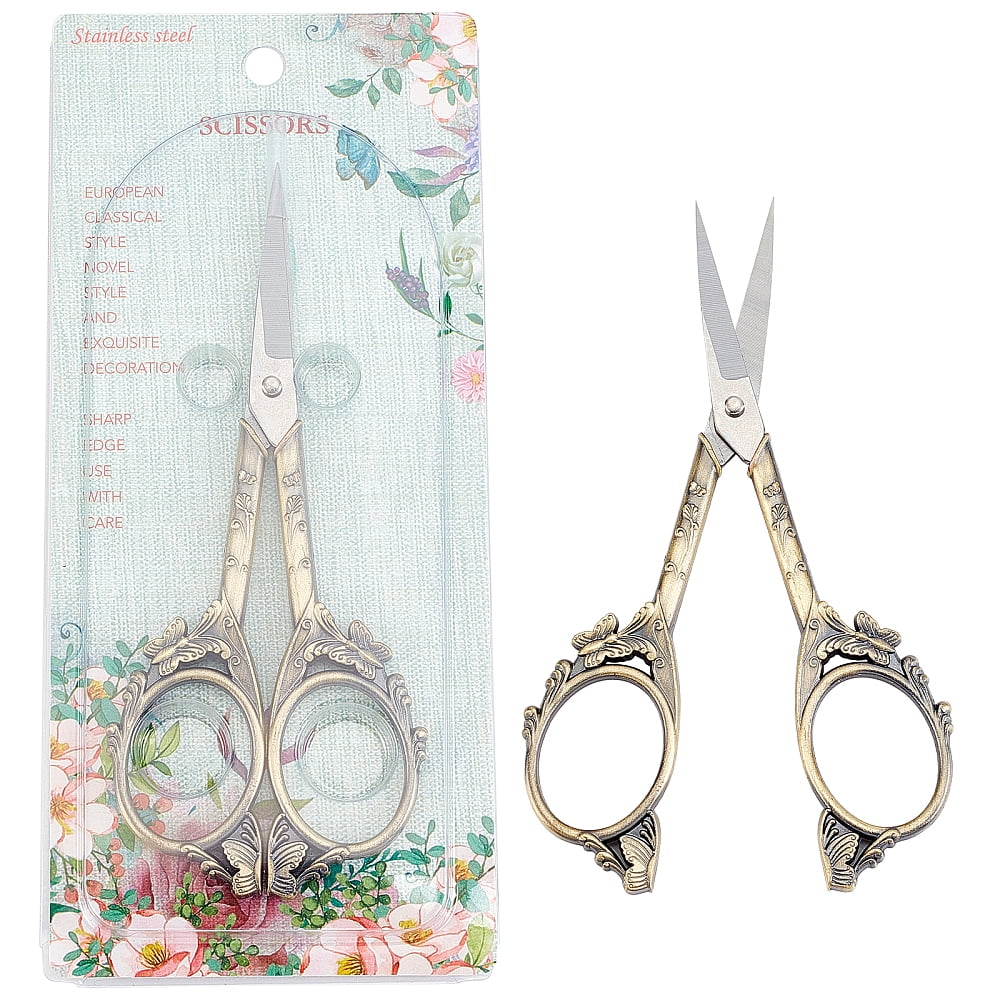 1set 4.7Inch Stainless Steel Sewing Scissors Butterfly Pattern Vintage ...