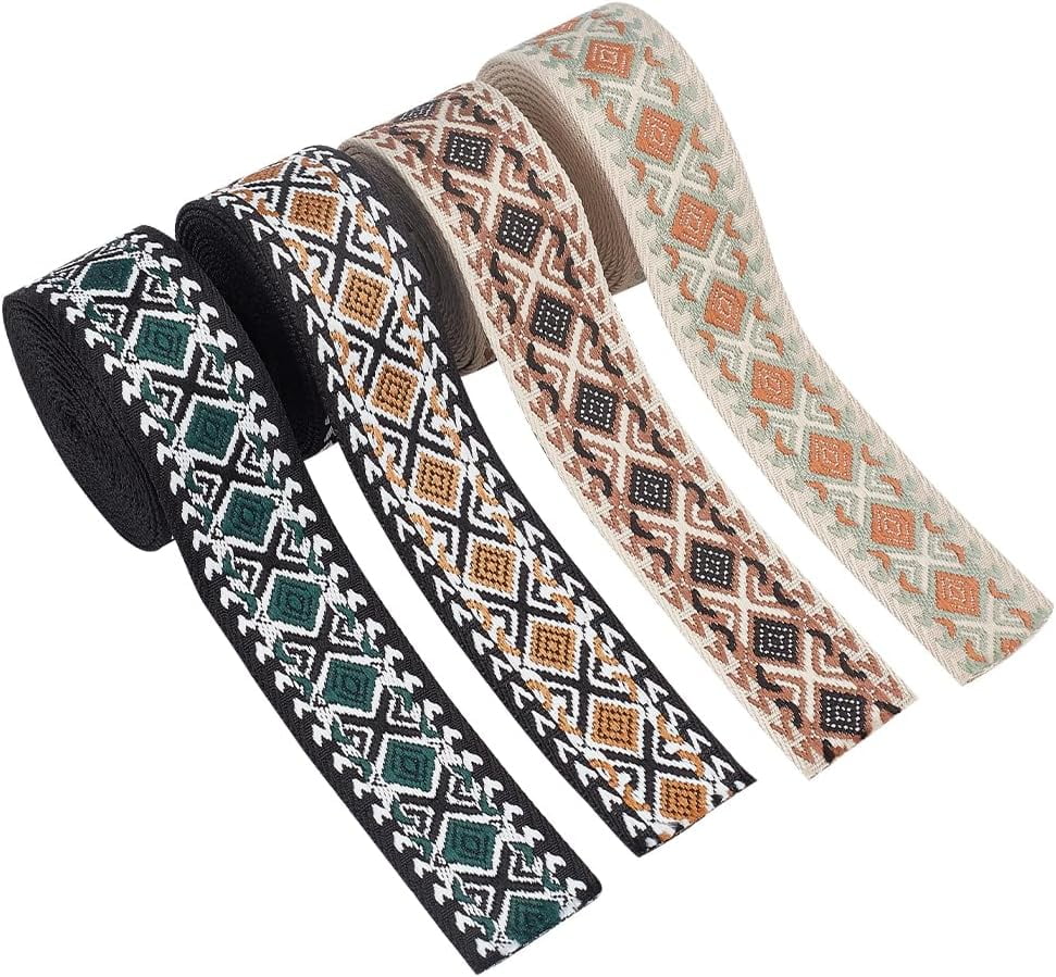 1set 4 Colors 8 Yards Vintage Jacquard Ribbon 1-3/8 Inch Embroidered ...