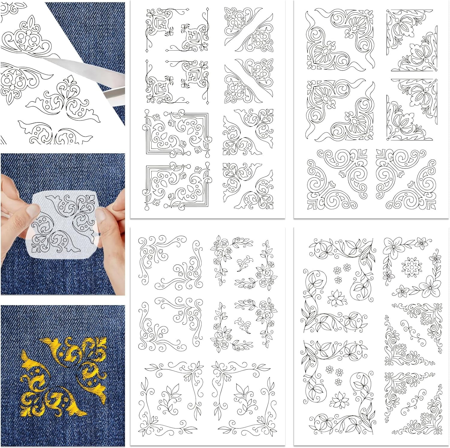 1set 4 Sheets 50pcs Retro Corner Water Soluble Hand Sewing Stabilizers ...