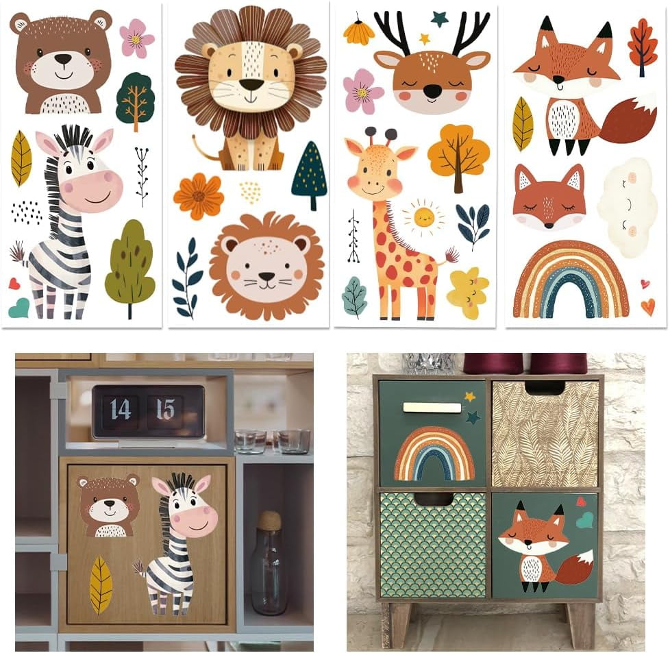 1set 4 Sheets Cartoon Animals Rub on Transfer for Furniture 11.8x5 ...