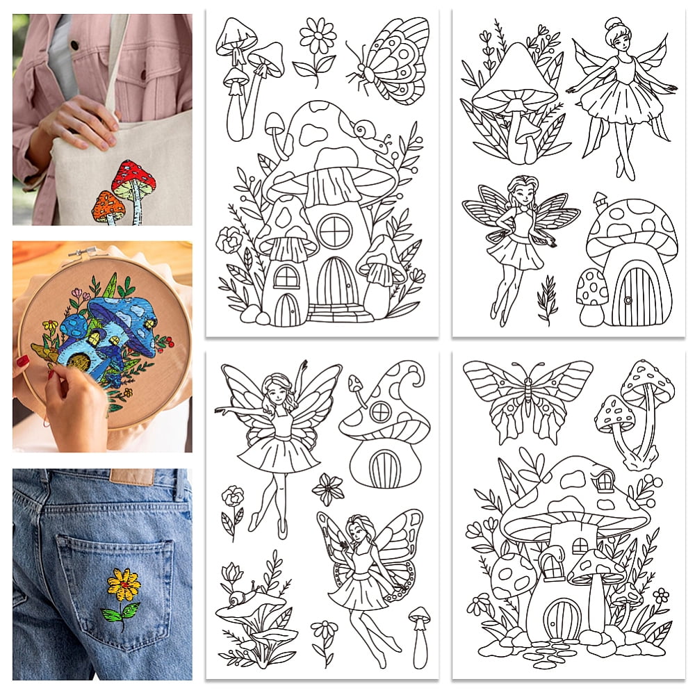 1set 4 Sheets Fairy Water Soluble Stabilizer Mushroom House Hand ...