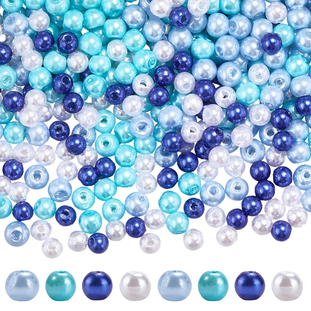 1set 4 Style Imitation Pearl Acrylic Beads Dyed Baking Painted ...