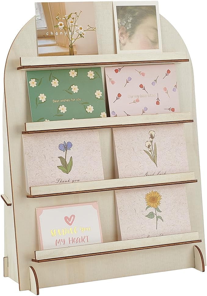 1set 4-Tier Arch Shaped Wood Riser Display Stands for Postcards Display ...