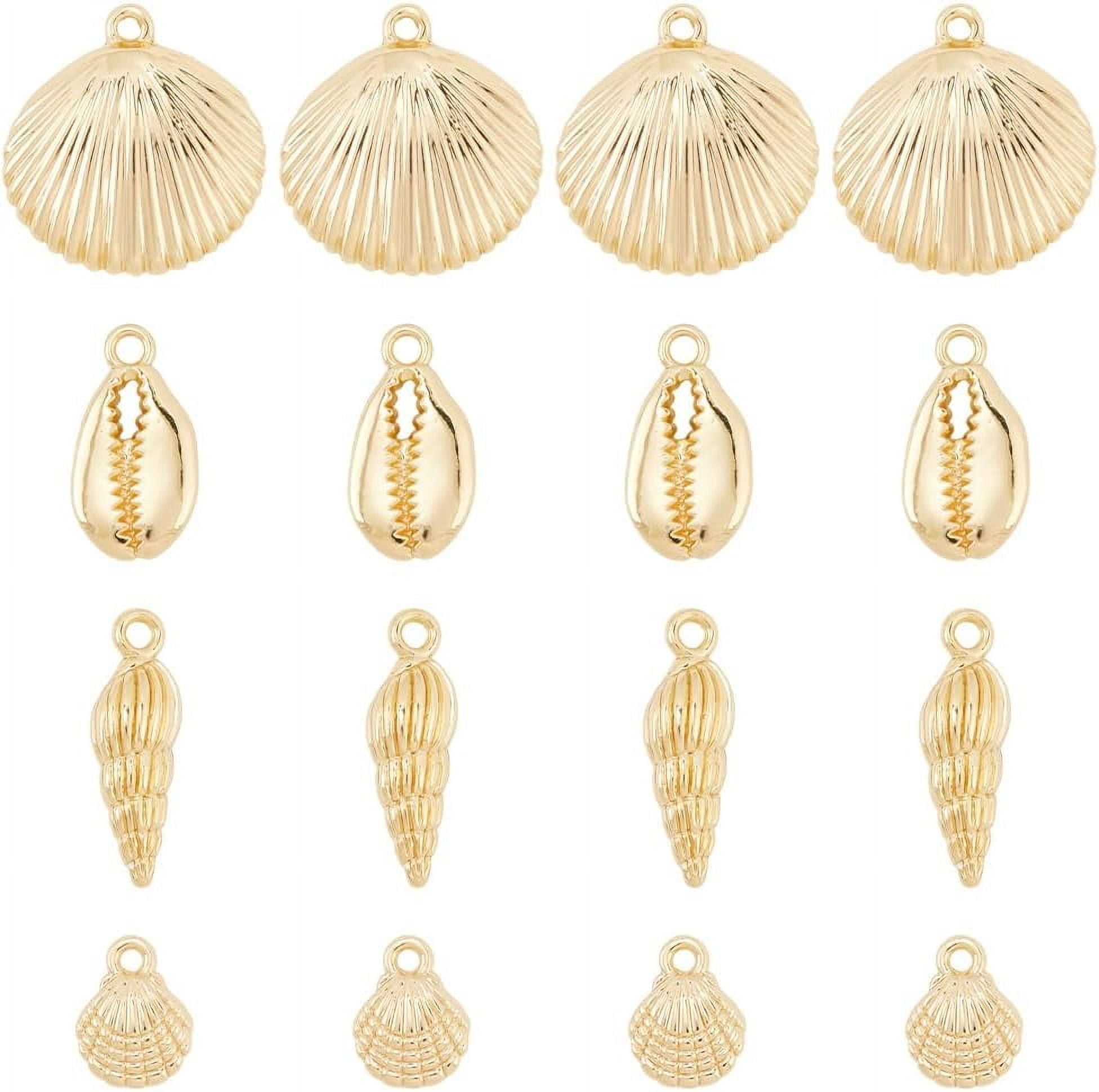 1set 4 styles Alloy Pendants Ocean Theme Cowrie Shell Shape Golden 13.5 ...