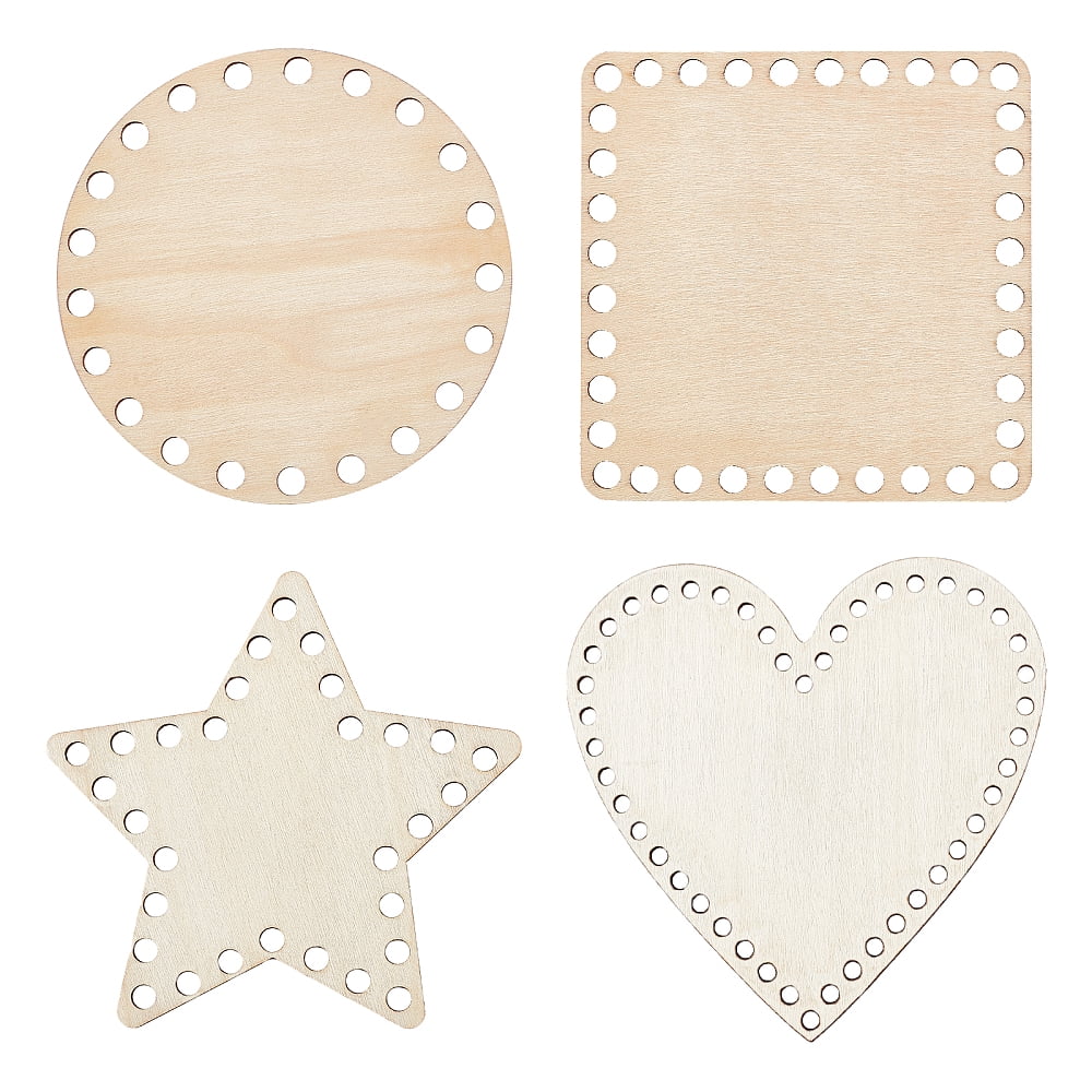 1set 4 styles Wooden Basket Bottoms bag Base Bottom Shaper Round/Heart ...