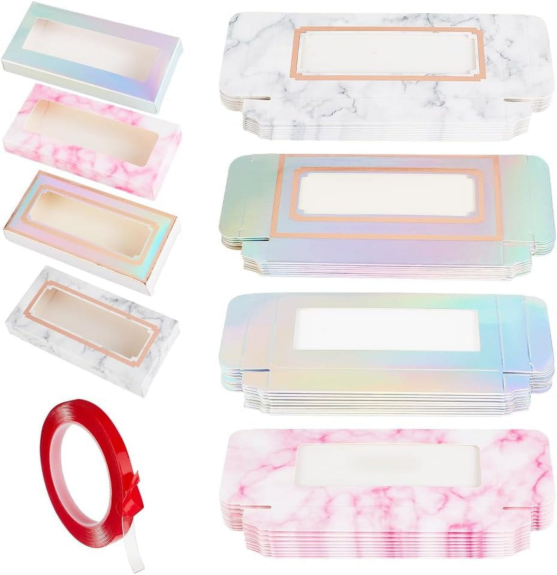 1set 40pcs Paper Folding boxes Empty Eyelash Packaging box with Clear ...