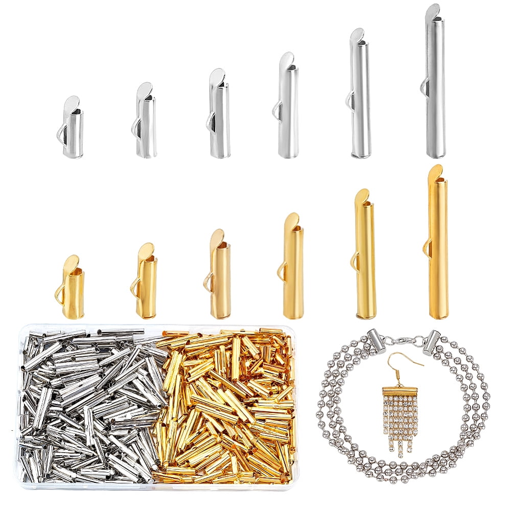 1set 480pcs 12 styles Iron Slide On End Clasp Tubes Cadmium Free & Lead ...