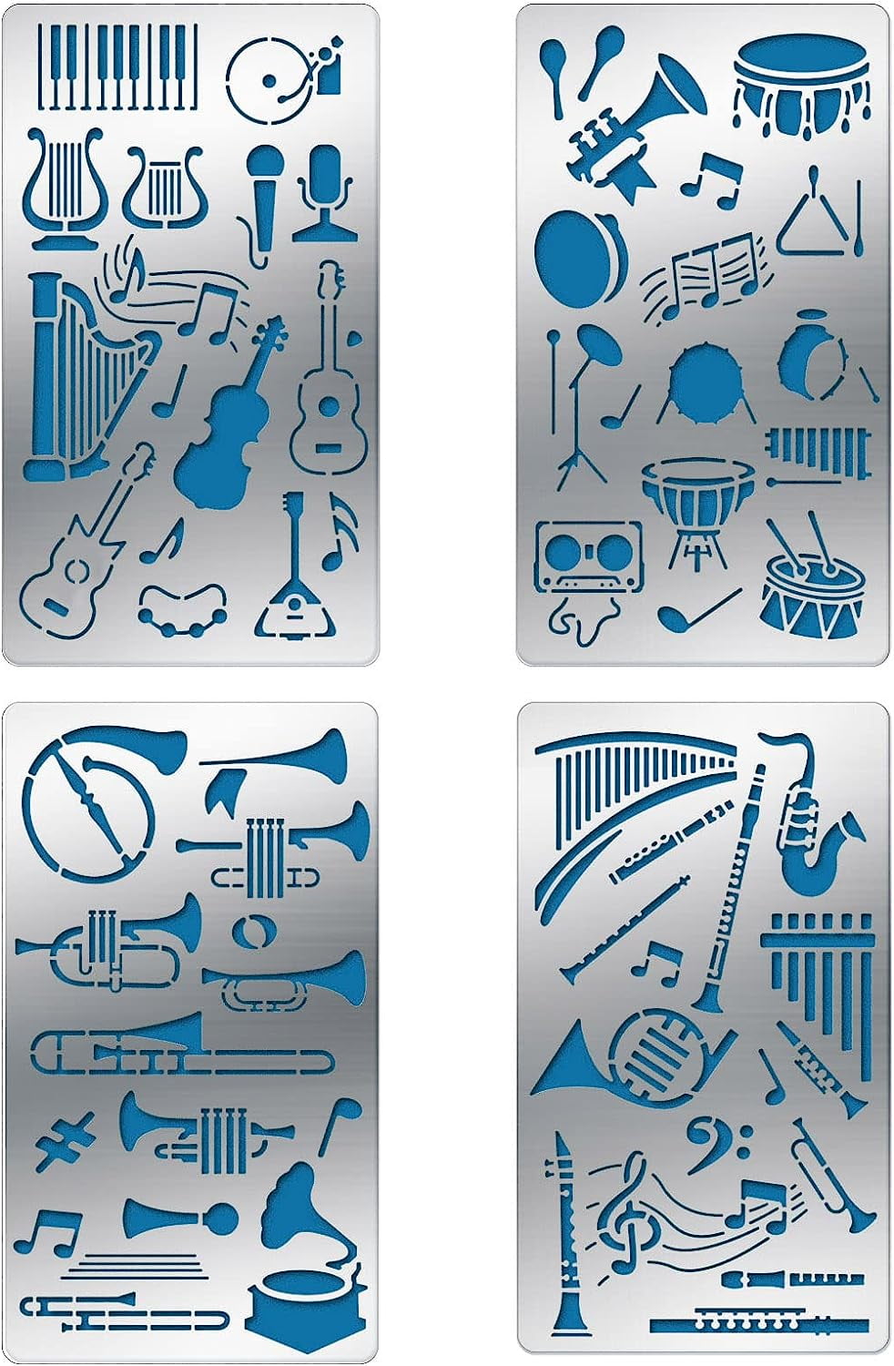 1set 4PCS Musical Instruments Metal Stencils Trumpet Guitar ...