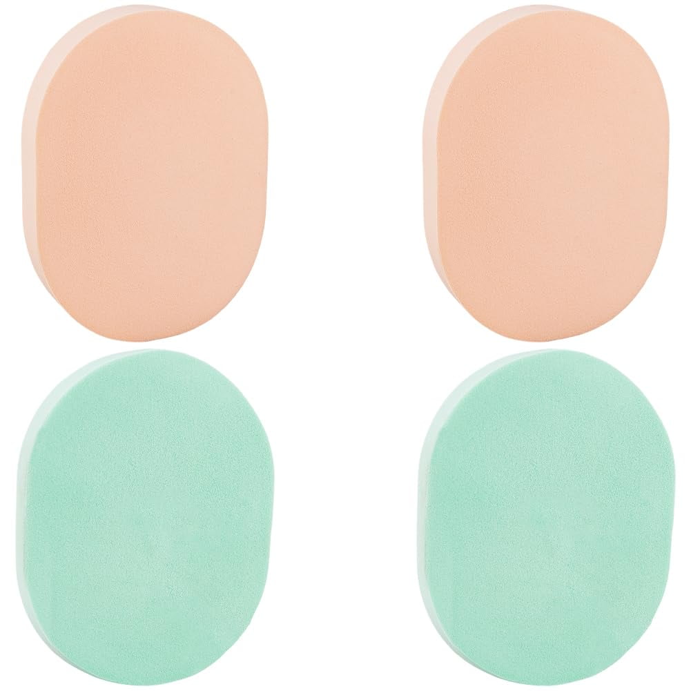 1set 4Pcs Facial Cleansing Sponge Reusable Make-Up Remover Sponges Oval ...
